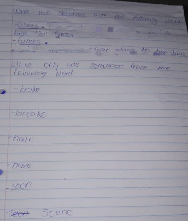 Write two setences from the following words: | StudyX