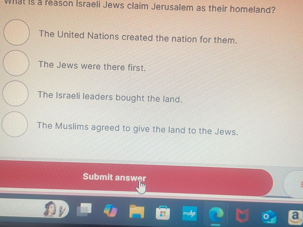 wnat is a reason Israeli Jews claim | StudyX