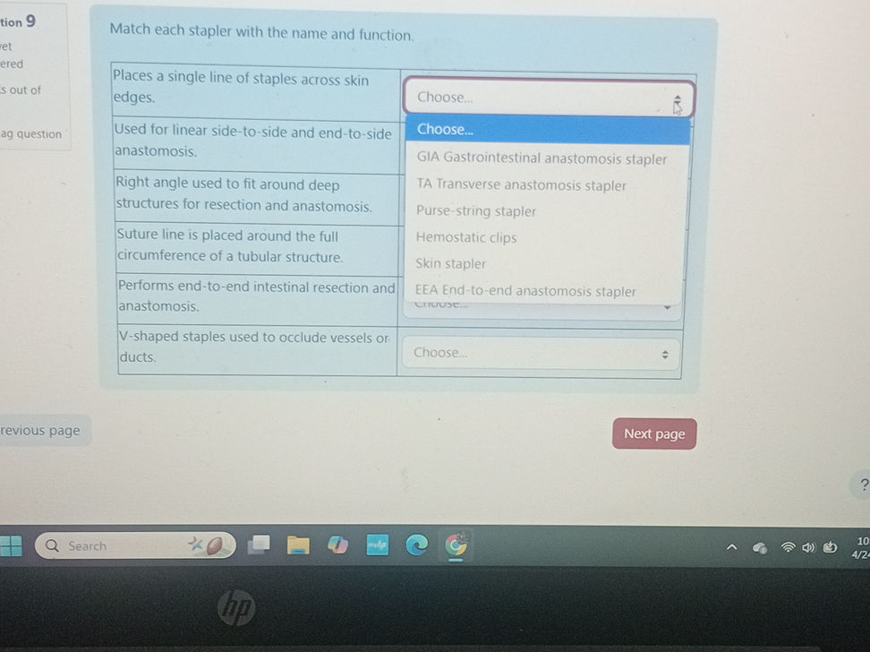 Match each stapler with the name and | StudyX