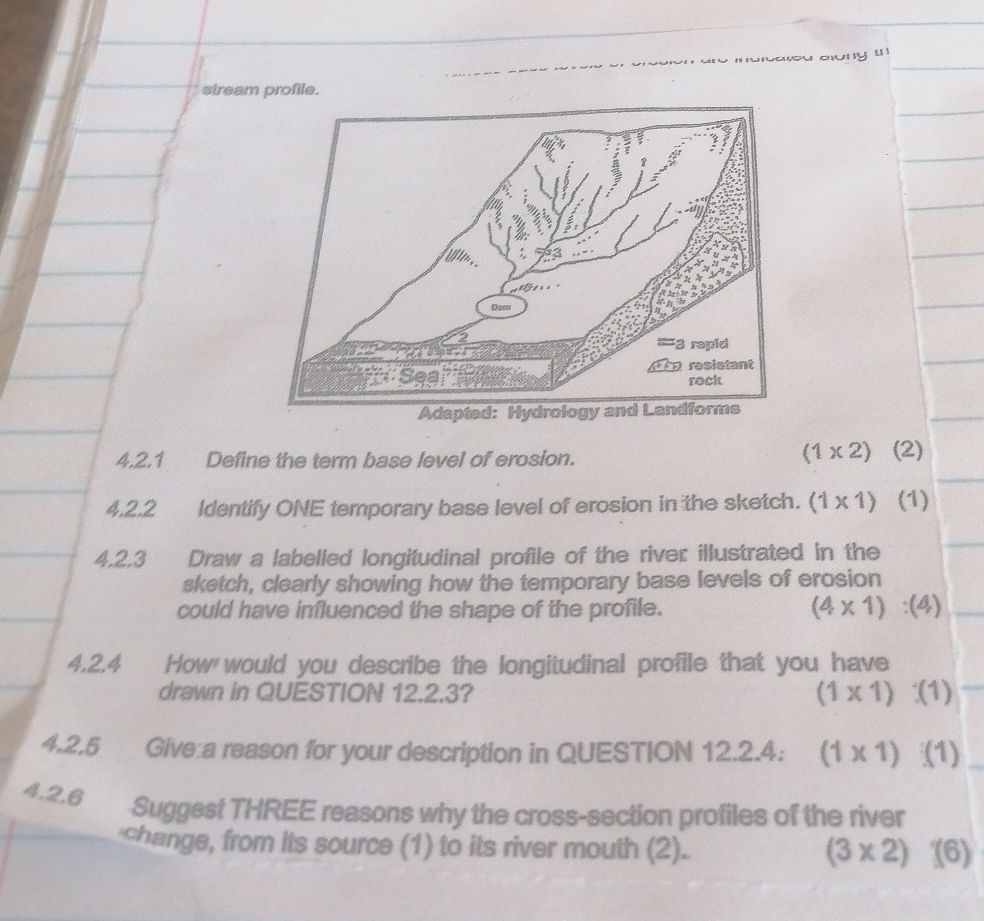 4.2.1 Define the term base level of erosion. | StudyX