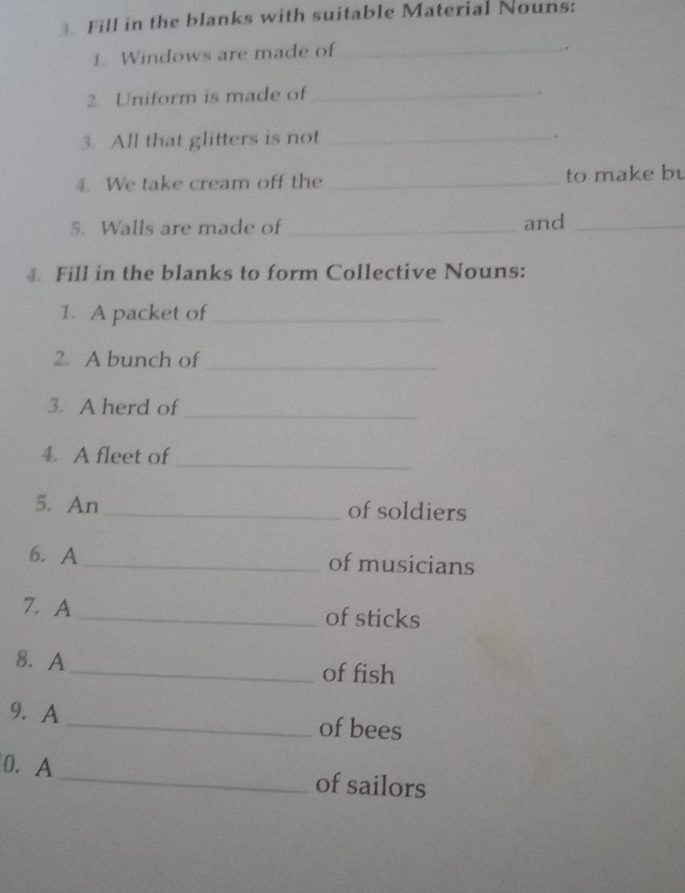 3. Fill in the blanks with suitable Material | StudyX
