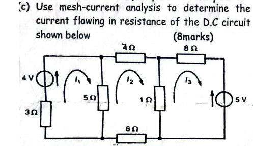 (c) Use mesh-current analysis to determine | StudyX