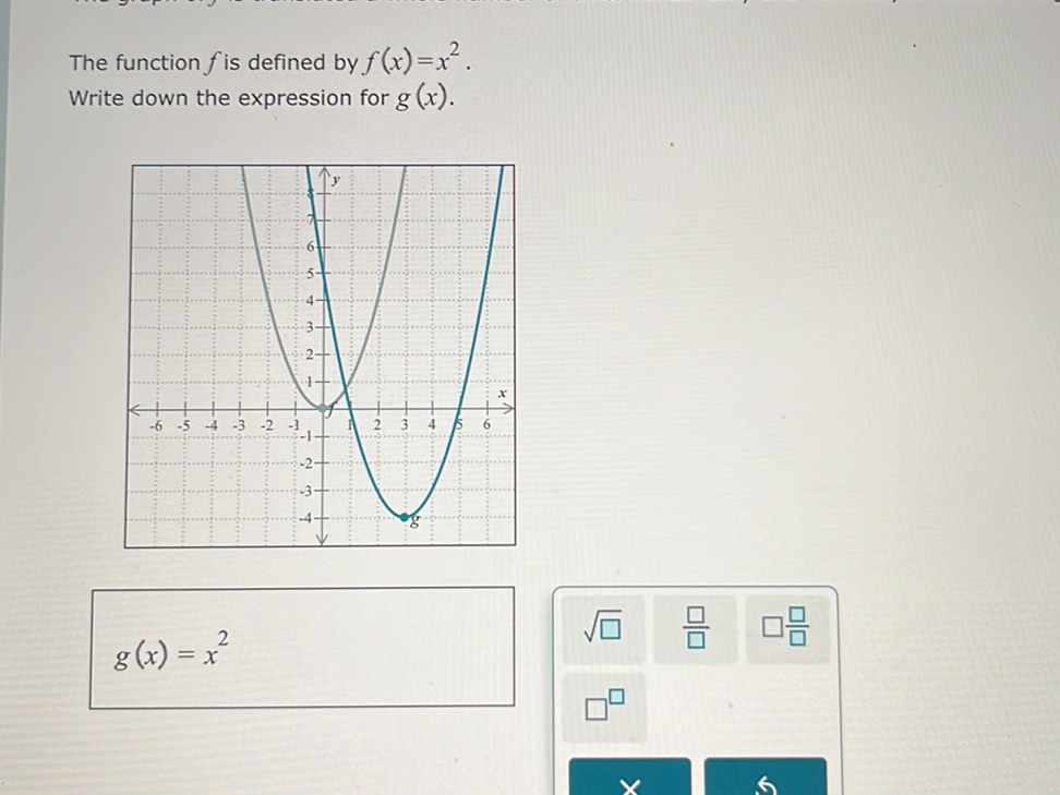 The function $f$ is defined by $f(x) = x^2$. | StudyX