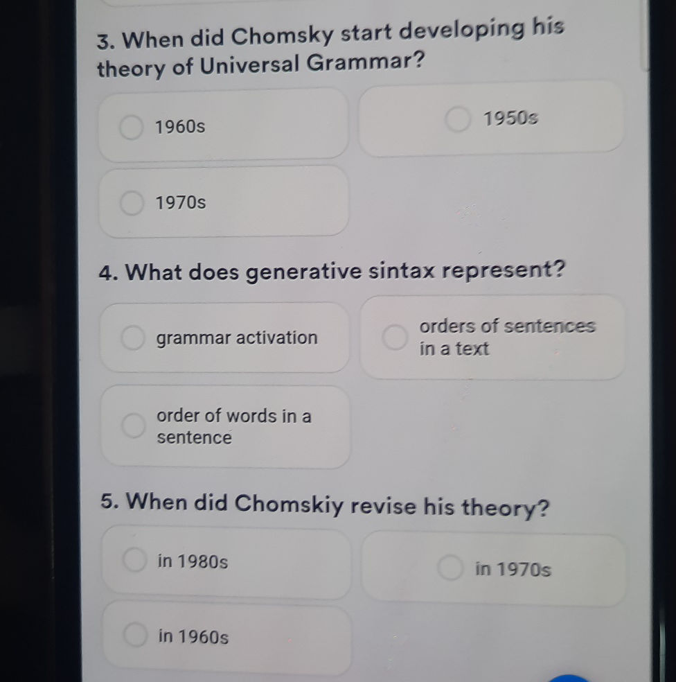 3. When did Chomsky start developing his | StudyX