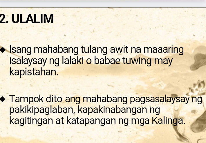 2. ULALIM Isang mahabang tulang awit na | StudyX