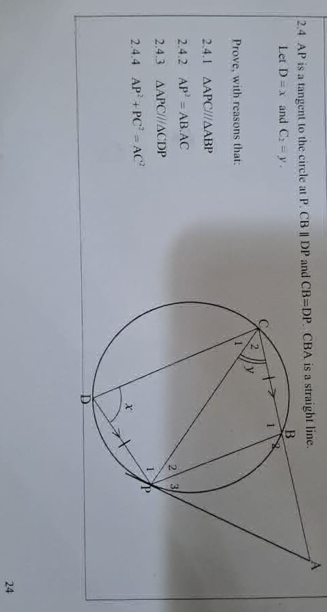 2.4 AP is a tangent to the circle at P. CB | StudyX