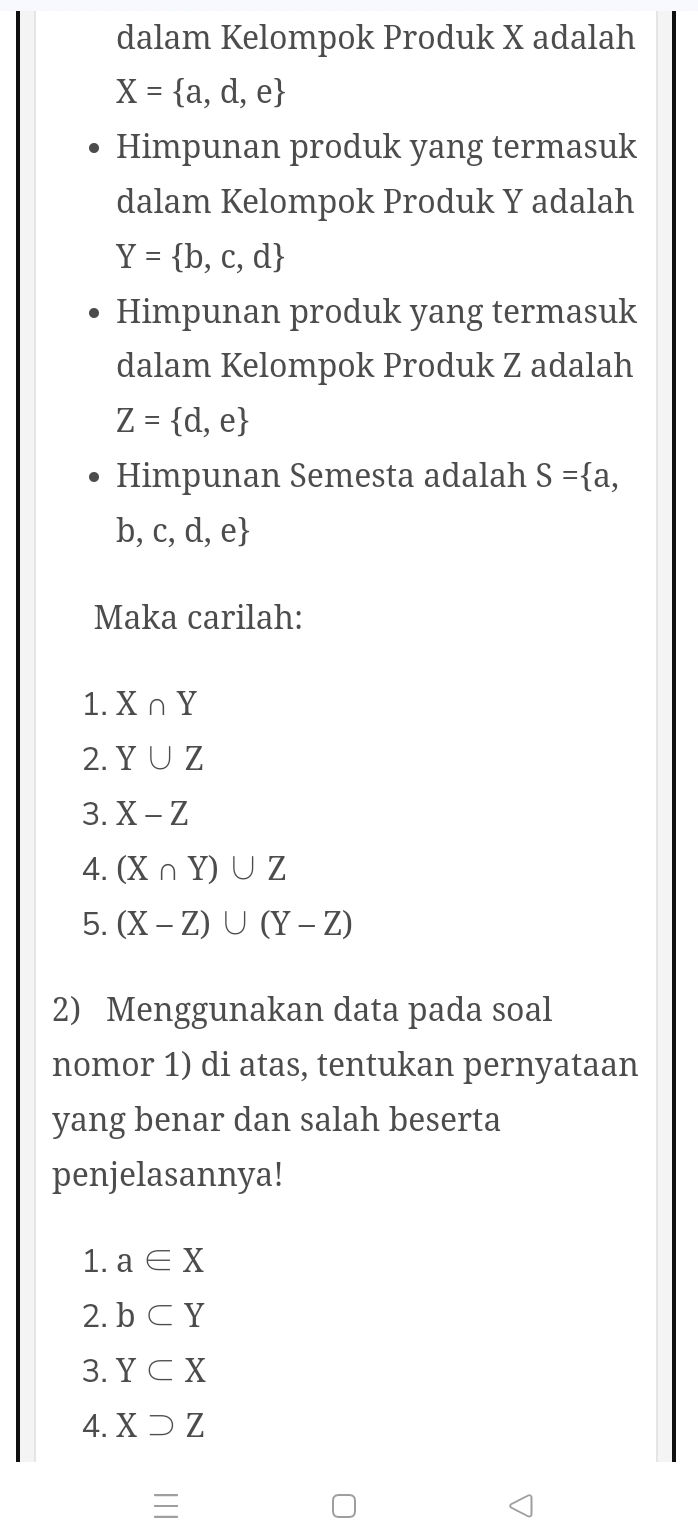 dalam Kelompok Produk X adalah X = {a, d, e} | StudyX