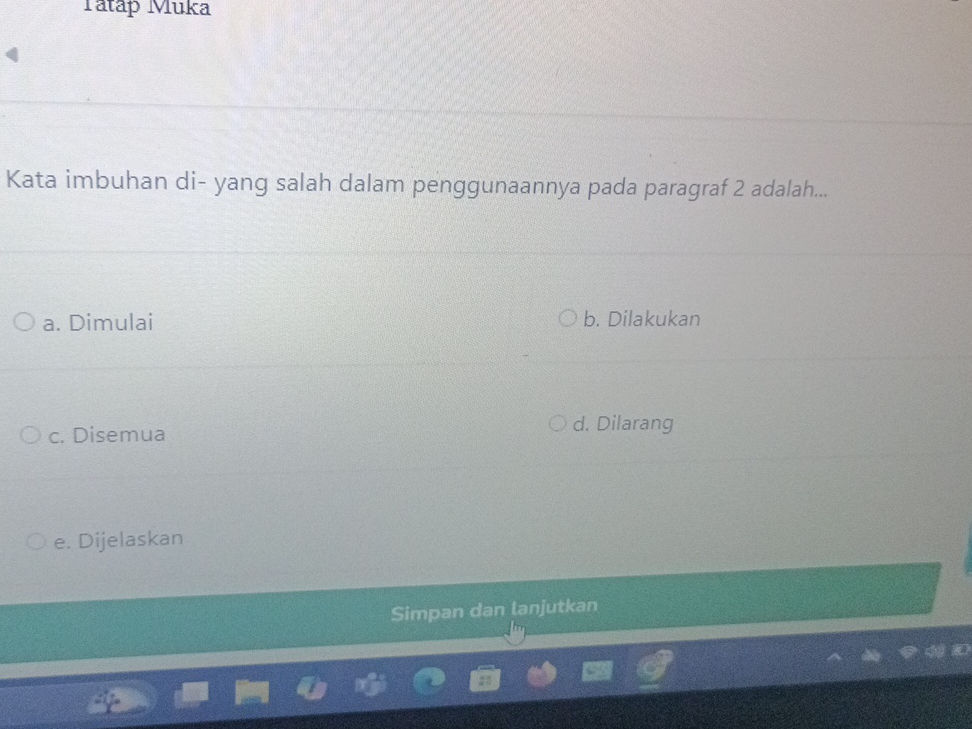 Kata imbuhan di- yang salah dalam | StudyX