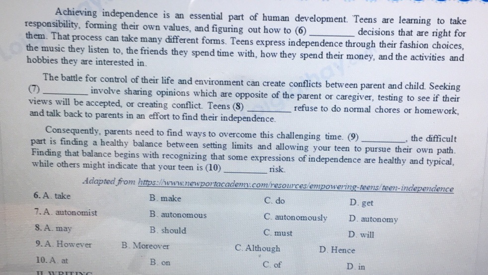 Achieving independence is an essential part | StudyX