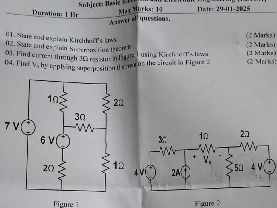 01. State and explain Kirchhoff's laws 02. | StudyX