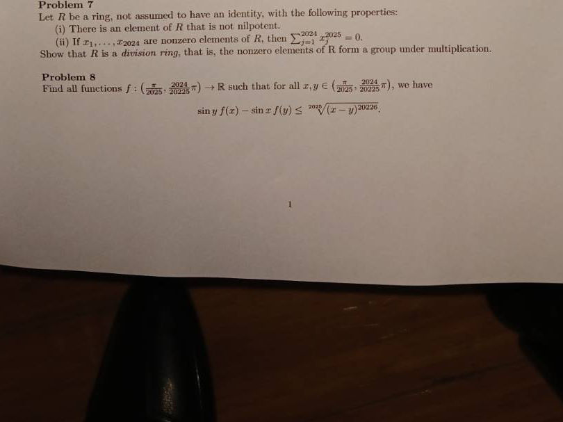 Problem 7 Let $R$ be a ring, not assumed to | StudyX