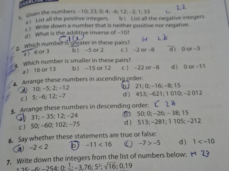 1. Given the numbers: -10; 23; 0; 4; -6; 12; | StudyX