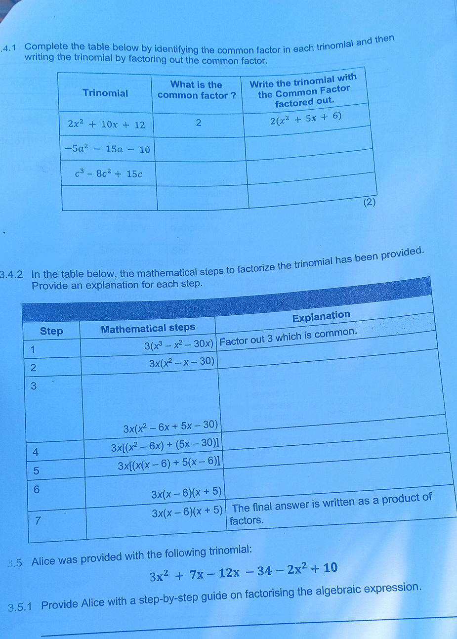 4.1 Complete the table below by identifying | StudyX
