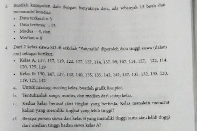 3. Buatlah kumpulan data dengan banyaknya | StudyX