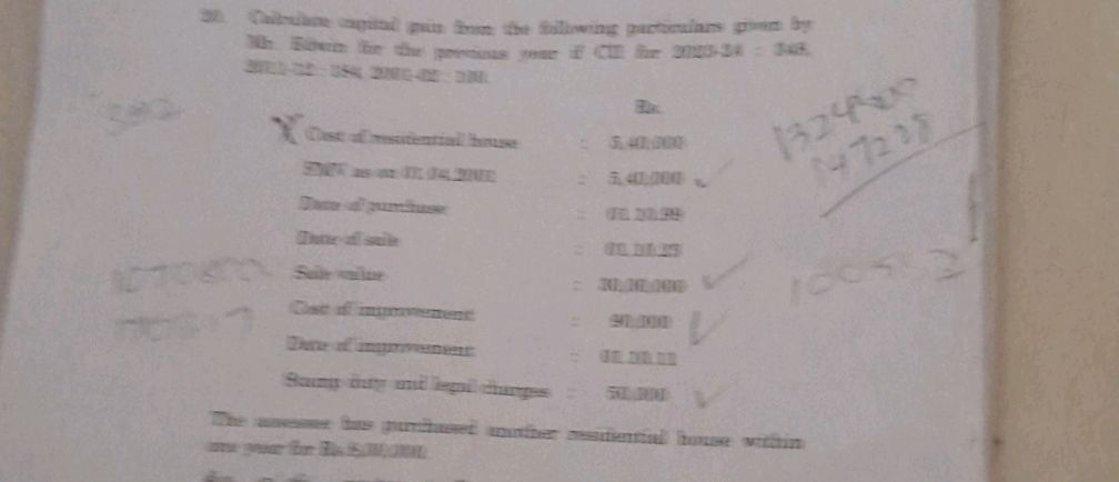 30. Calculate capital gain from the | StudyX