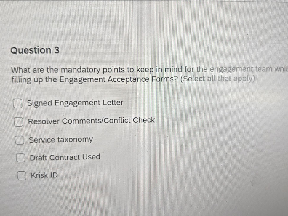 Question 3 What are the mandatory points to | StudyX