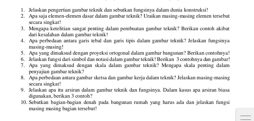 Jelaskan pengertian gambar teknik dan