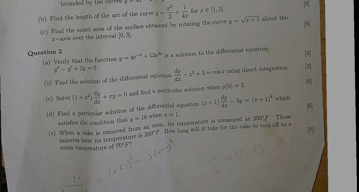 Question 2 (a) Verify that the function $y | StudyX
