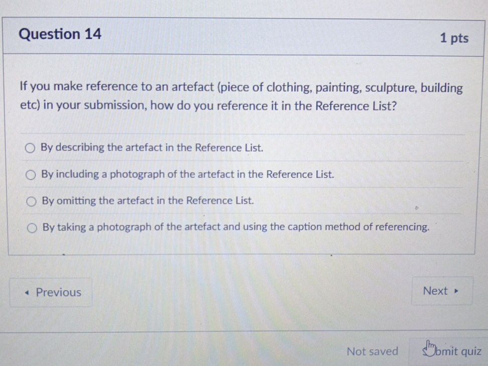 If you make reference to an artefact (piece | StudyX