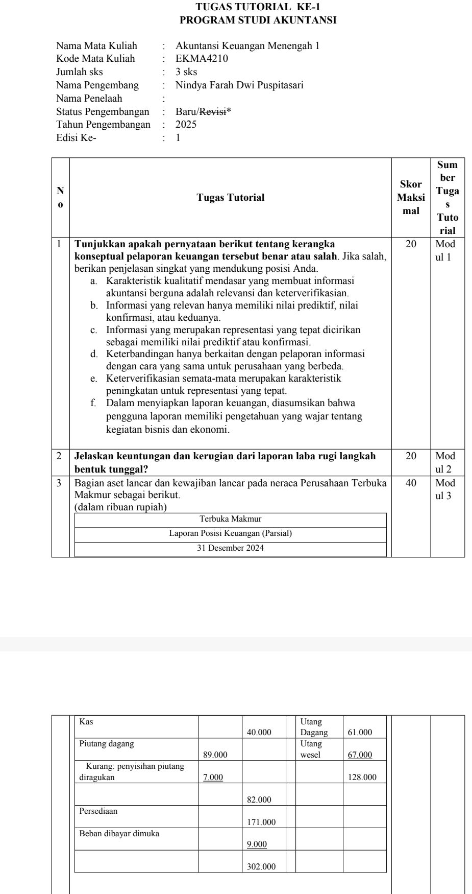 1. Tunjukkan apakah pernyataan berikut | StudyX