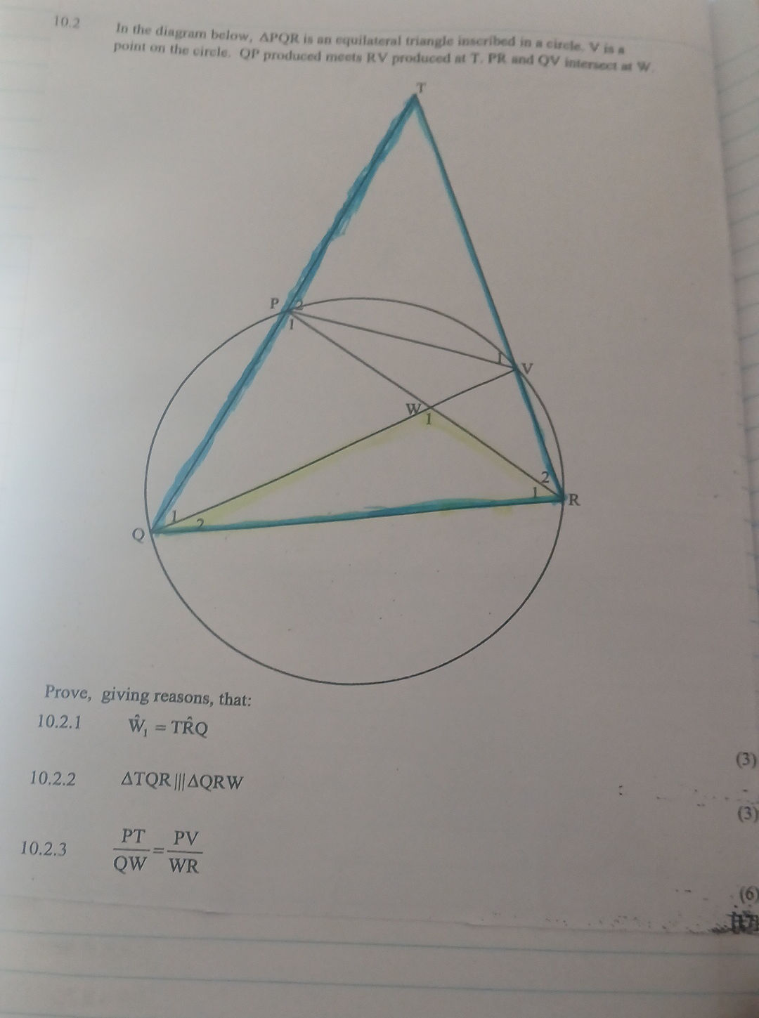 In the diagram below, APQR is an equilateral | StudyX