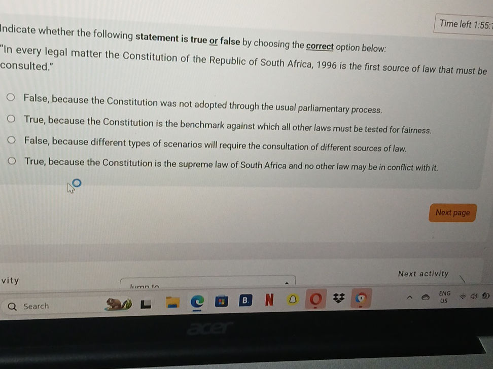 Indicate whether the following statement is | StudyX