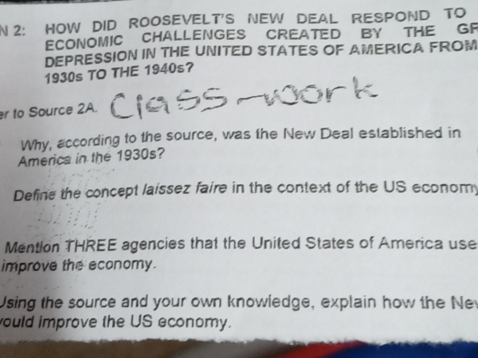 HOW DID ROOSEVELT'S NEW DEAL RESPOND TO | StudyX