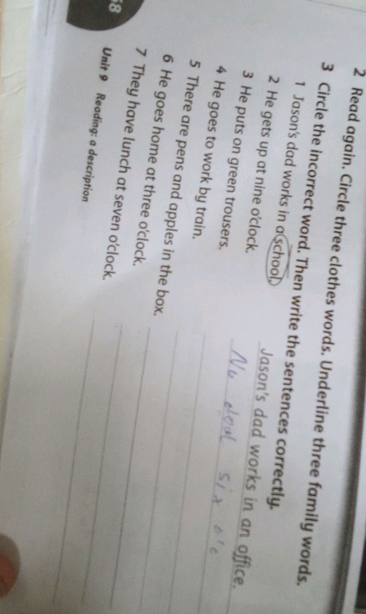 2 Read again. Circle three clothes words. | StudyX