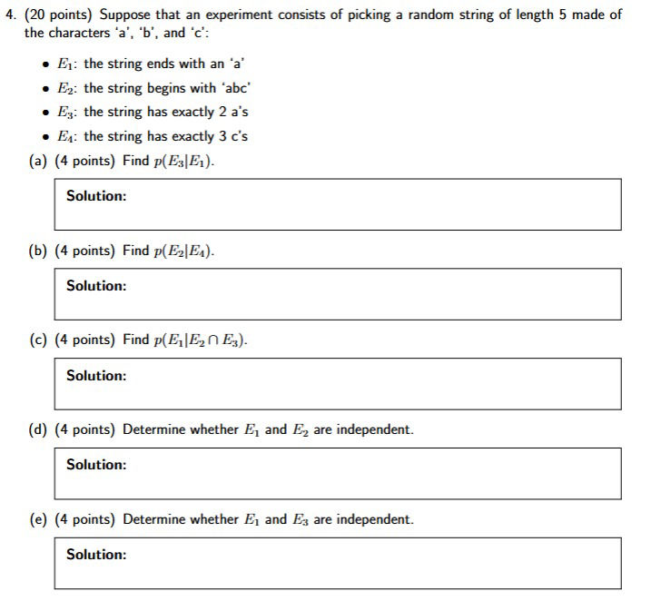 4. (20 points) Suppose that an experiment | StudyX