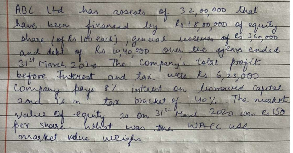 ABC Ltd has assets of 32,00,000 that have | StudyX