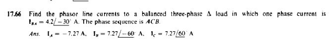 17.66 Find the phasor line currents to a | StudyX