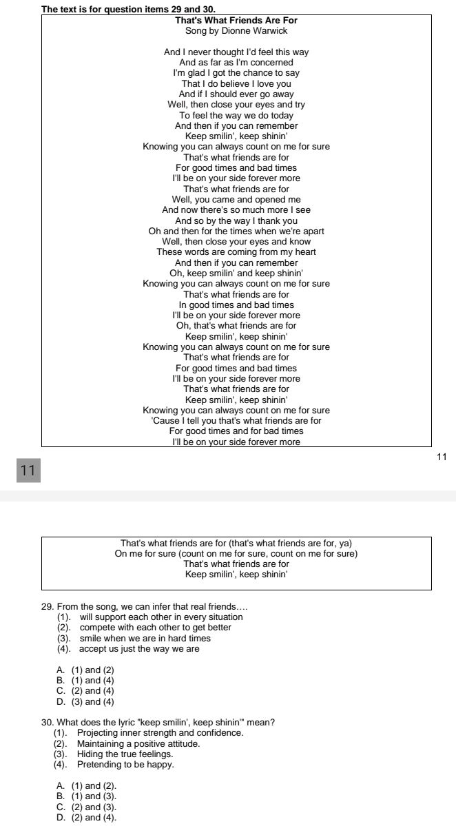 29. From the song, we can infer that real | StudyX