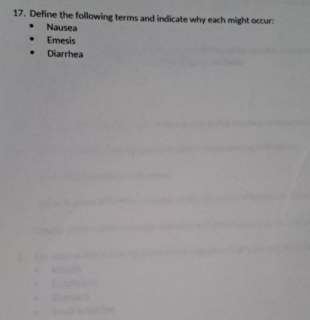 17. Define the following terms and indicate | StudyX