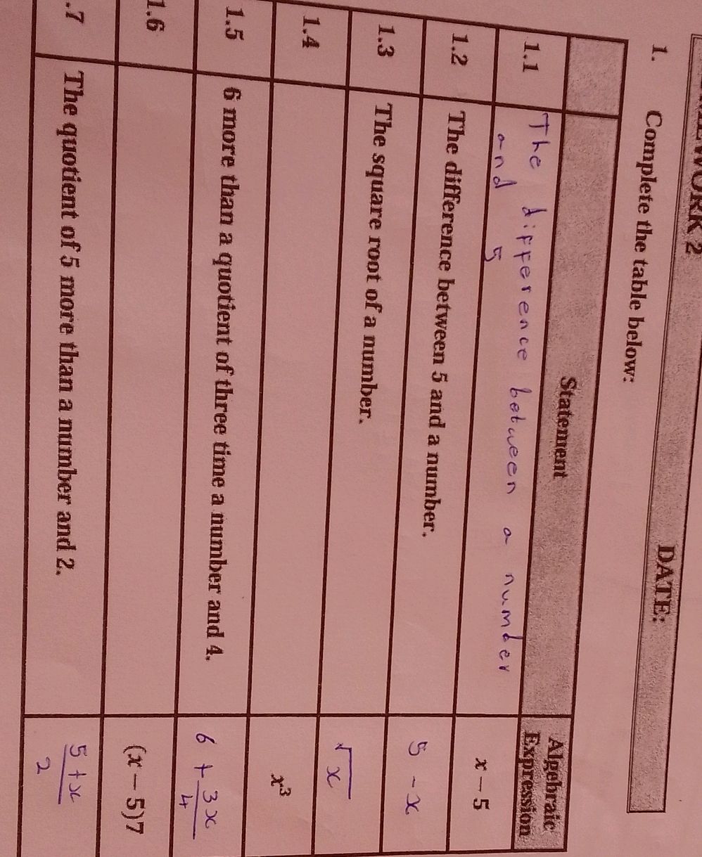 Complete the table below: | Statement | | StudyX