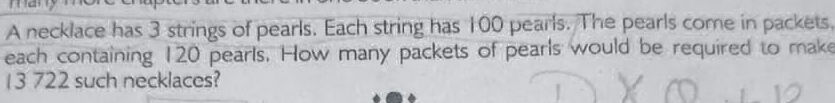 A necklace has 3 strings of pearls. Each | StudyX