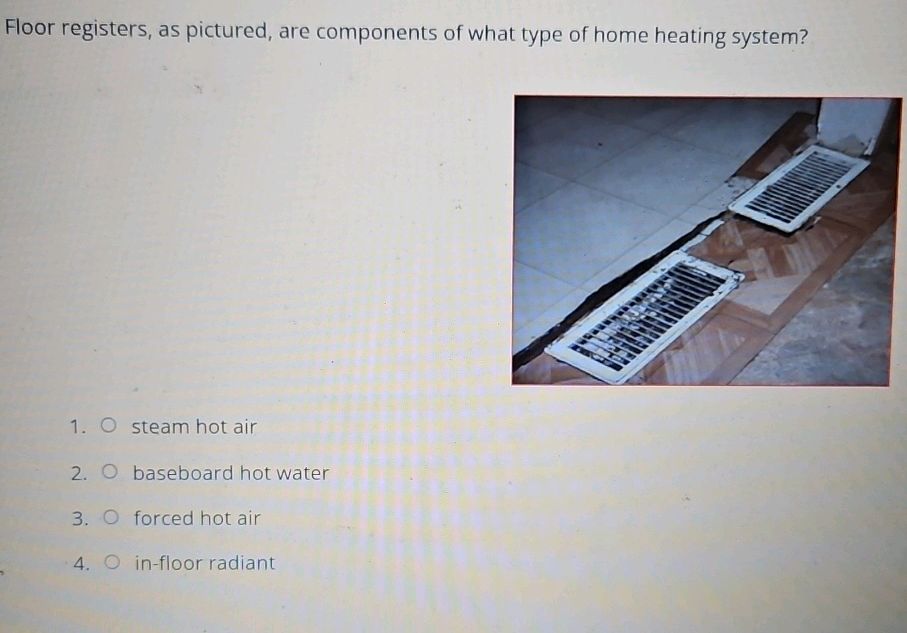 Floor registers, as pictured, are components | StudyX