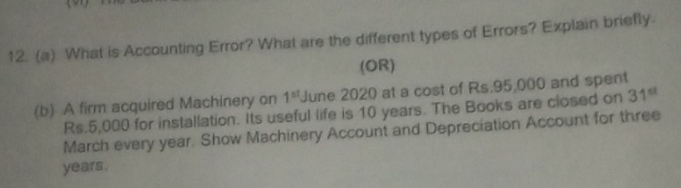 12. (a) What is Accounting Error? What are | StudyX