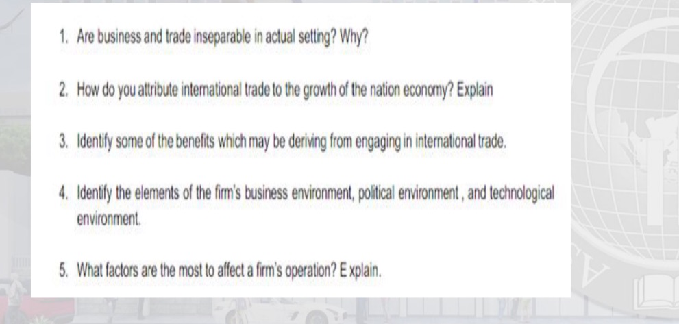 1. Are business and trade inseparable in | StudyX