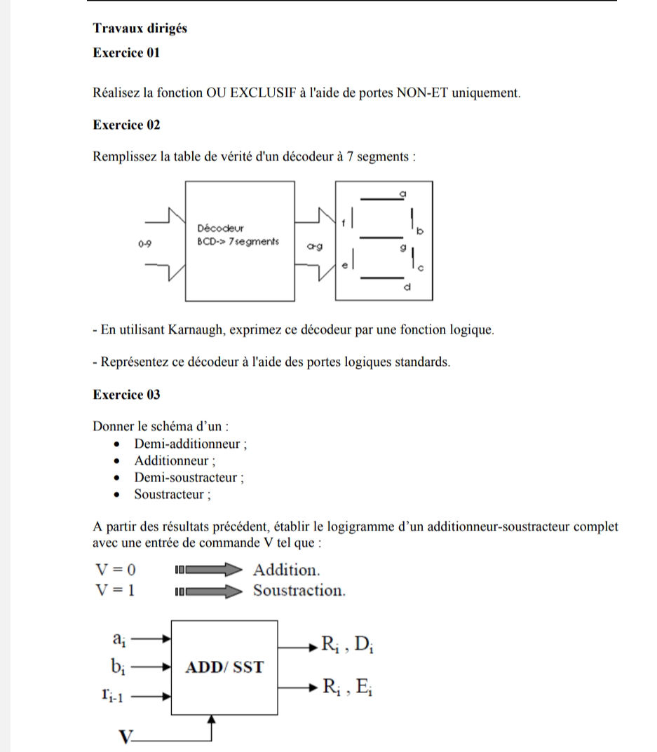 Exercice 01 Réalisez la fonction OU EXCLUSIF | StudyX