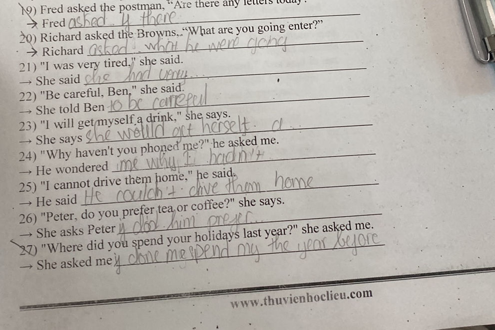 19) Fred asked the postman, "Are there any | StudyX