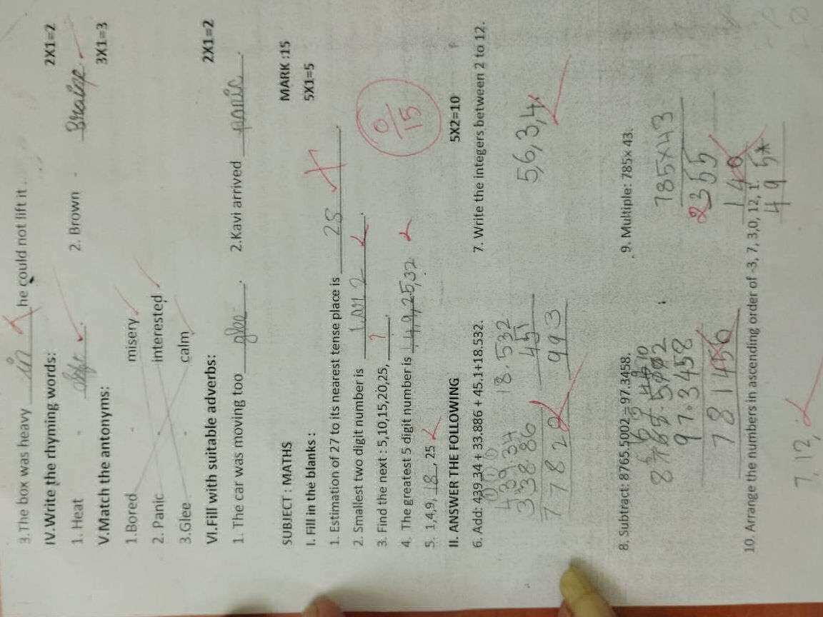 I. Fill in the blanks: 1. Estimation of 27 | StudyX