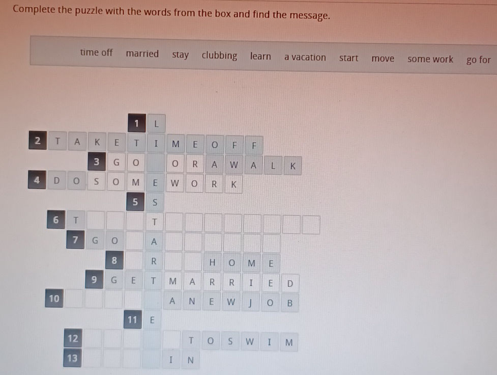 Complete the puzzle with the words from the | StudyX