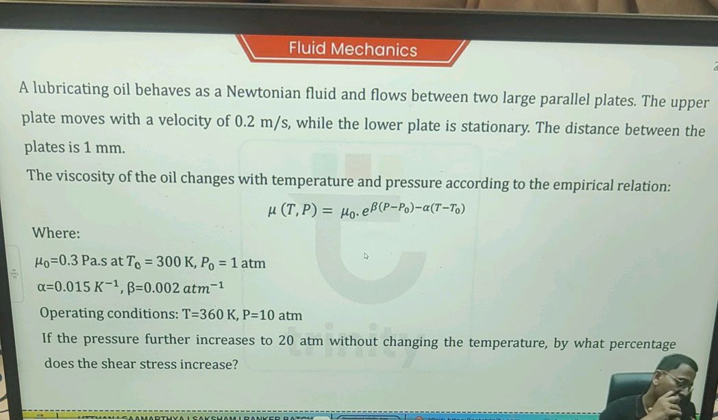 A lubricating oil behaves as a Newtonian | StudyX
