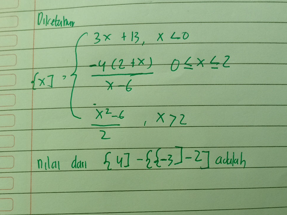Diketahui {x} = \ 3x + 13, x 2 \ nilai | StudyX
