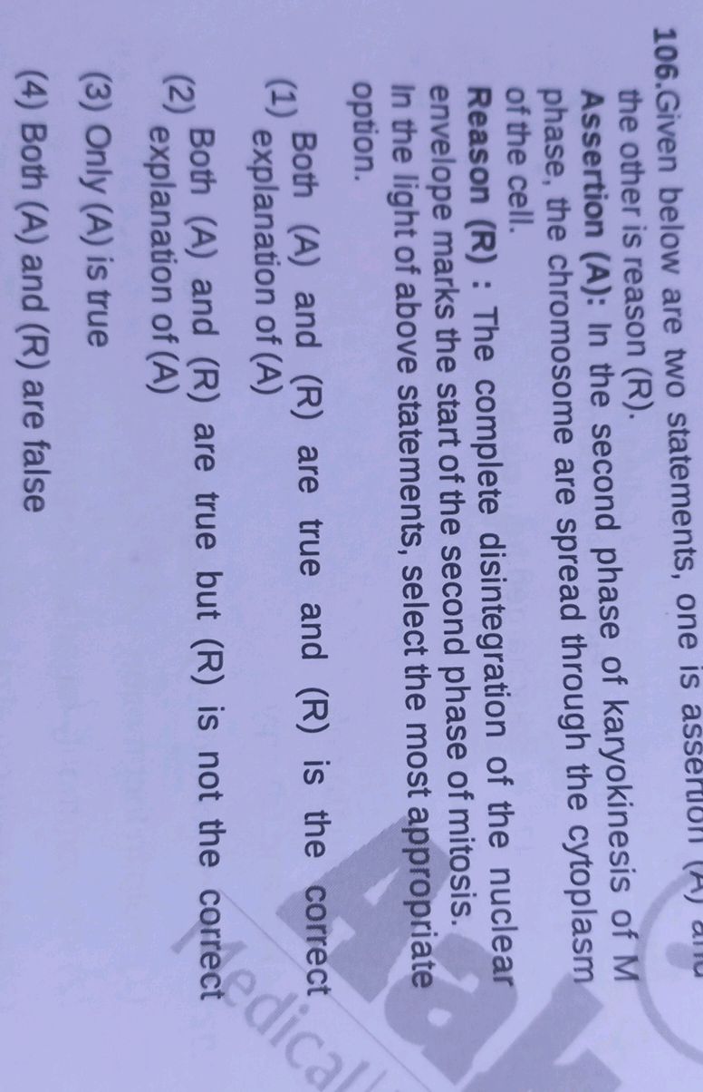 106. Given below are two statements, one is | StudyX