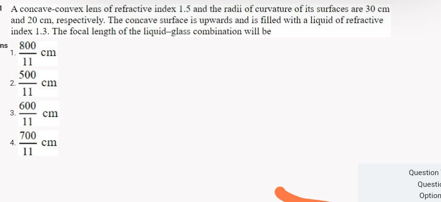 A concave-convex lens of refractive index | StudyX