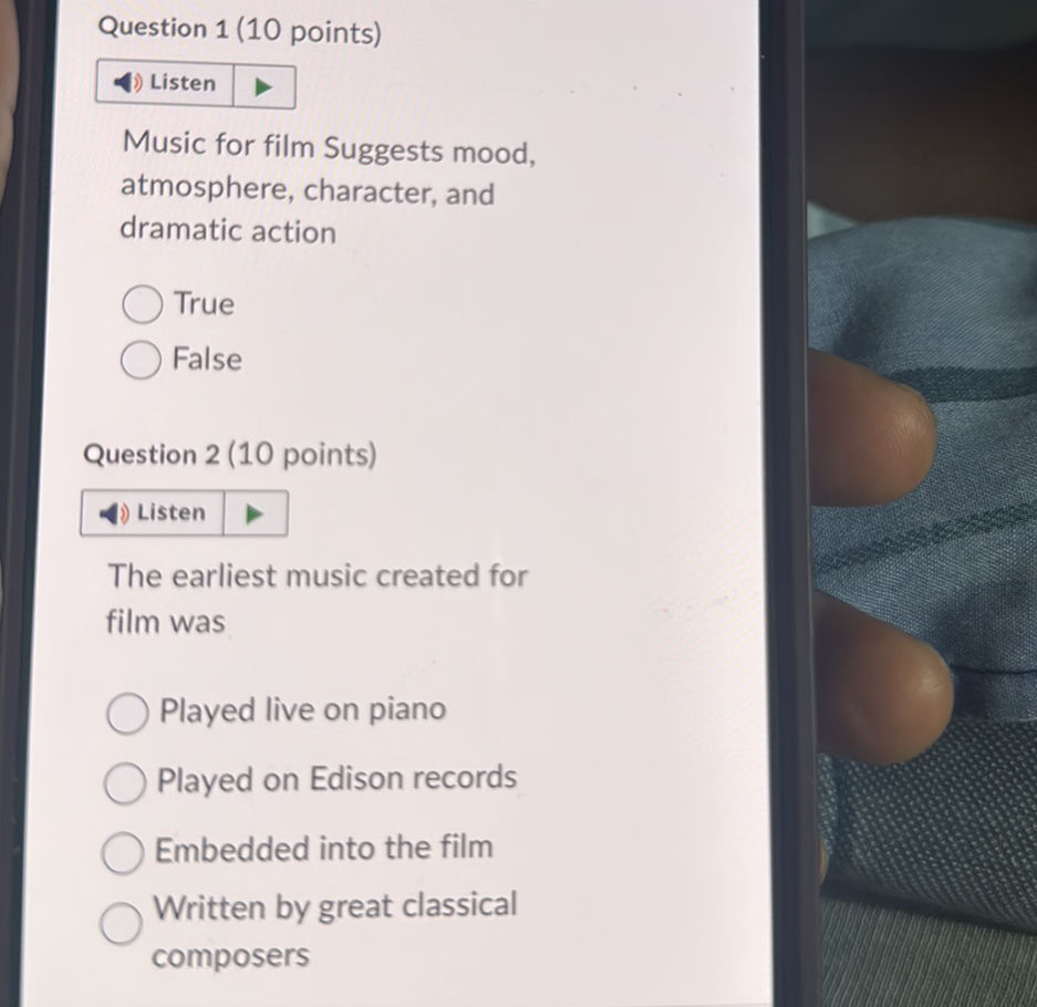 Question 1 (10 points) Music for film | StudyX