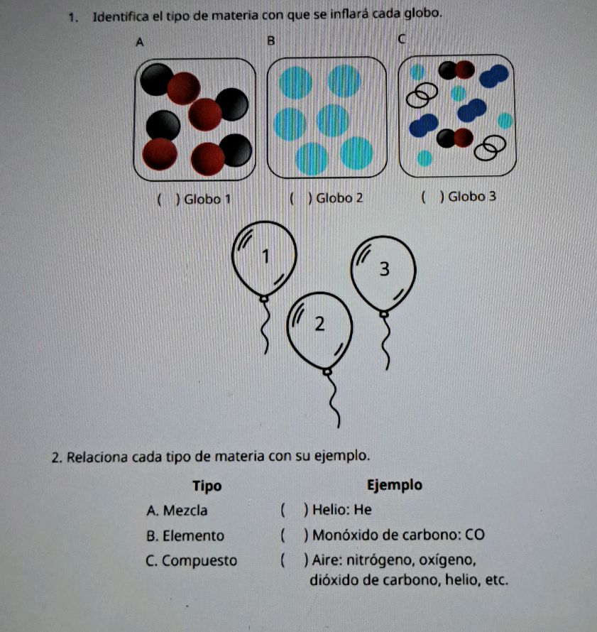 1. Identifica el tipo de materia con que se | StudyX