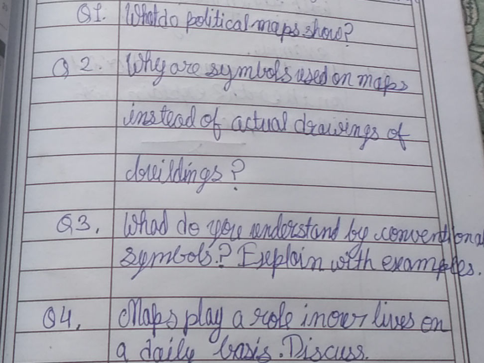 Q1. What do political maps show? Q2. Why | StudyX