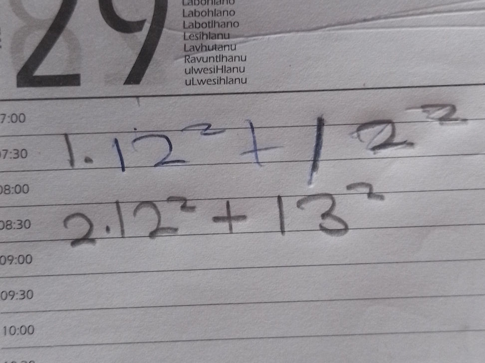 Calculate $12^2 + 1^2$ and $12^2 + 13^2$